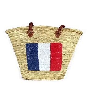 Bags | French Flag Natural Straw Beach Tote | Poshmark